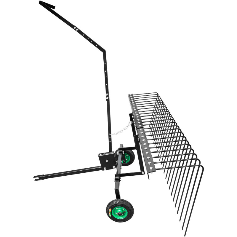 Pine Straw Rake Landscape Rake 60" for ATV UTV Utility Tractor W/ Wheels