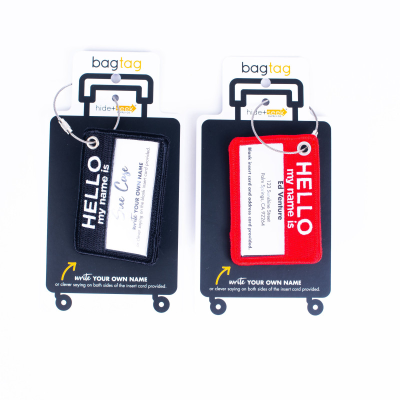 Hello My Name Is Bag Tag-black-double sided