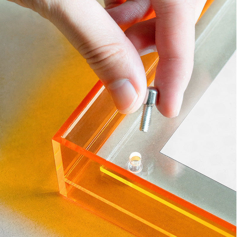 Levitate Acrylic Shadow Box Frame - Orange - Starburst Print